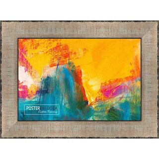 25x14 Traditional Silver Complete Wood Picture Frame with UV Acrylic ...