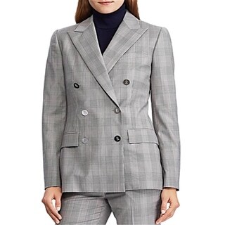Ralph Lauren Women's Ryen Double Breasted Blazer Gray Size 14 - Bed ...