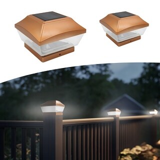 Ultra Bright Copper Solar Post Cap with Two 28-Lumen SMD LED Lights ...