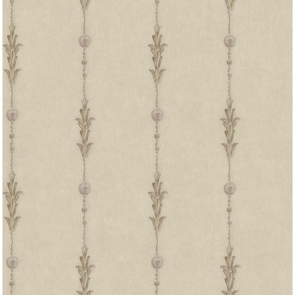 Seabrook Designs Vena Bead & Leaf Stripe Unpasted Wallpaper - Bed Bath ...