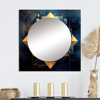 Designart "Gold Cubist Visions III" Cubism Wall Mirror - Abstract ...
