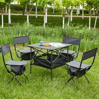 Set of 5, Folding Outdoor Table and Chairs Set for Indoor, Outdoor ...