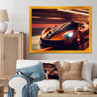 Designart "Futuristic Orange McClaren Sports Car Racing I" Cars Race ...