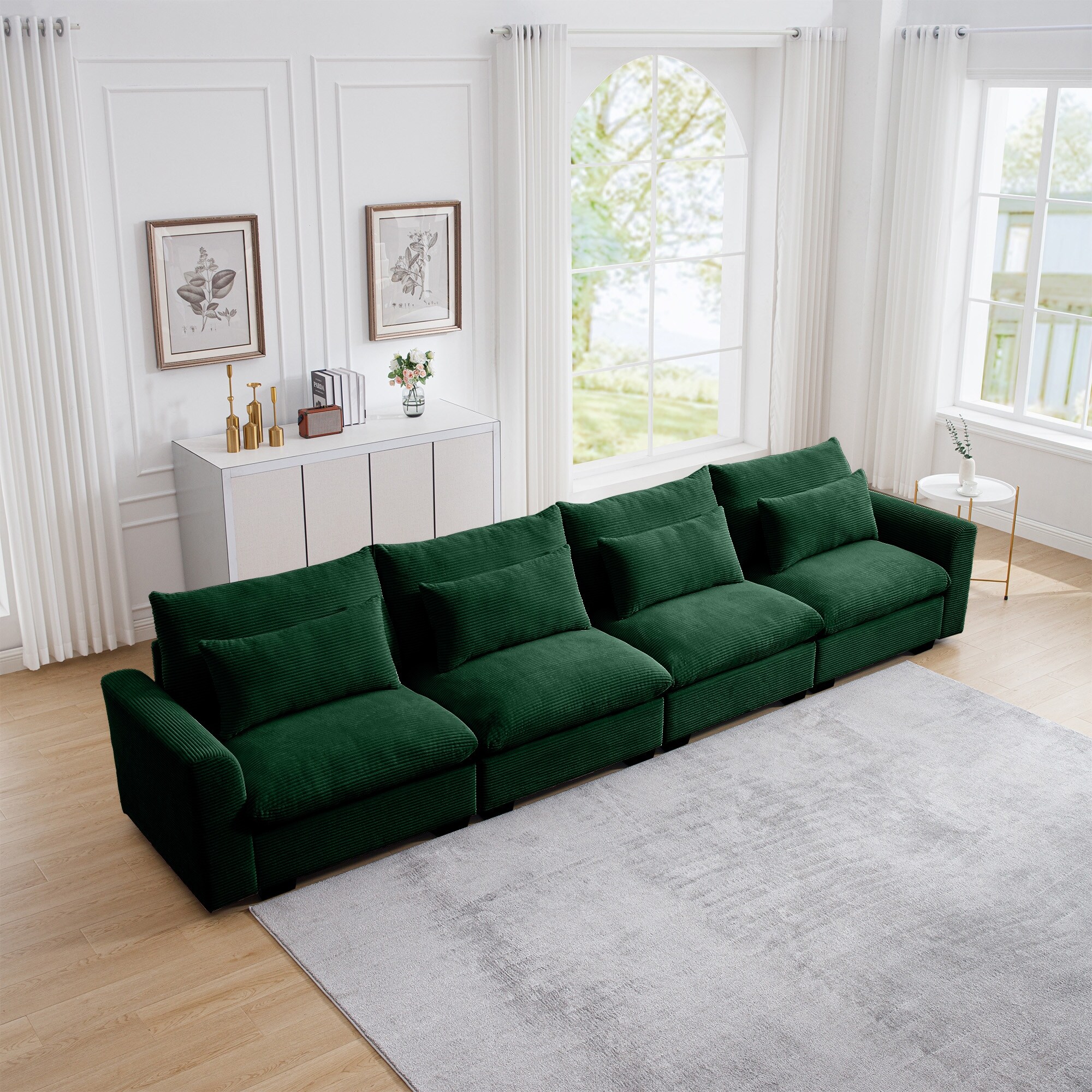comfy green sofa