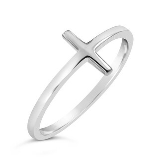 Vera & Co. Sterling Silver Plain Sideway Cross Ring - Bed Bath & Beyond ...