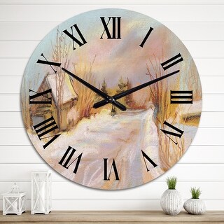 Designart 'Cold Rural Winter Day' Country wall clock - Bed Bath ...