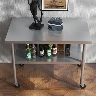 30 x 18 Inch Stainless Steel Work Table with Wheels - 30 x 18 - Bed ...