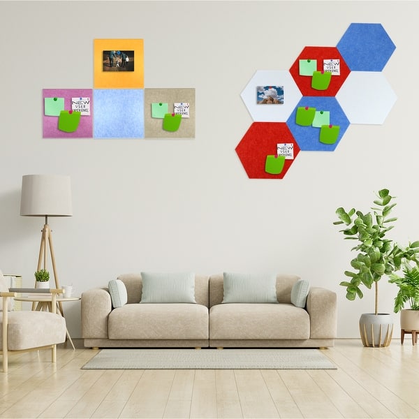 4Pcs Felt Pin Board Tile Self Adhesive Square Wall Bulletin Push Pin ...