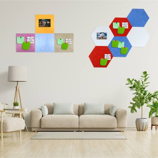 6Pcs Felt Pin Board Tile Self Adhesive Square Wall Bulletin Push Pin ...