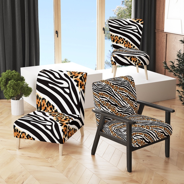 Designart Zebra and Leopard Mix Pattern III Upholstered Cabin Lodge Accent Chair and Arm Chair On Sale Bed Bath Beyond 37831070