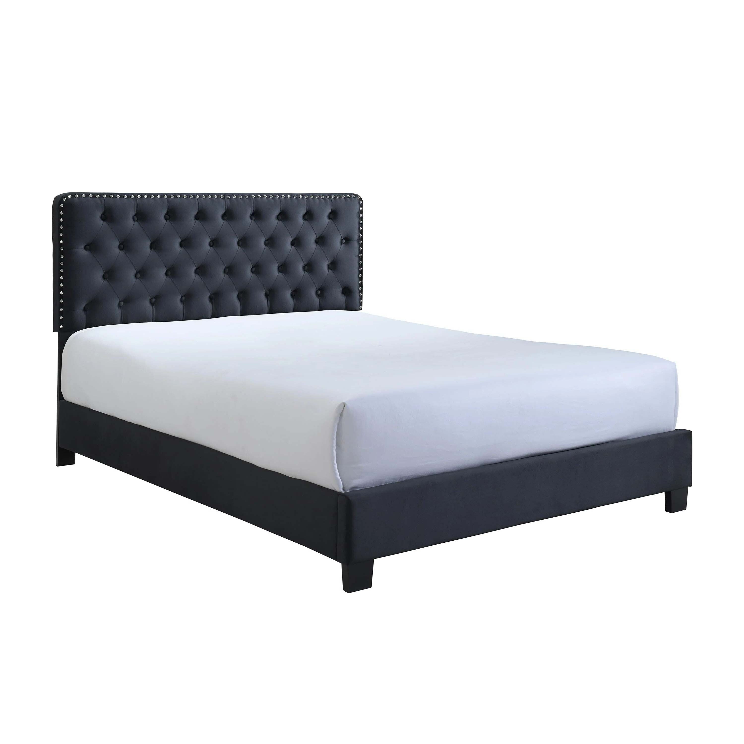 Black tufted headboard queen store