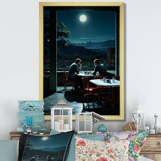 Designart "Masterpiece Nighthawks By Edward I" Masterpiece Framed ...