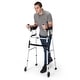 Costway Folding Wheel Walking Frame Adjustable Alloy Walker W/Armrest ...