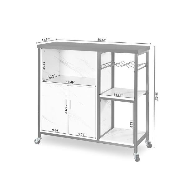 Ledel 35.4-inch Rolling Kitchen Island Cart With Wine Rack And Shelves ...