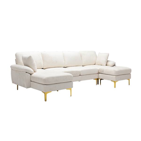 U-shape Modular Sectional Sofa Set Reversible Couch Polyester ...