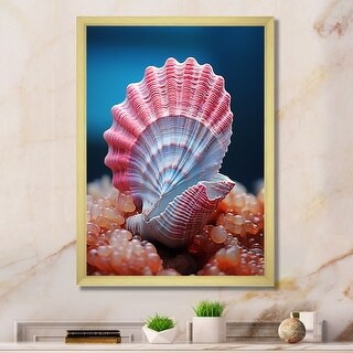 Designart "Pink Seashell Symphony" Seashell Framed Wall Art Living Room ...