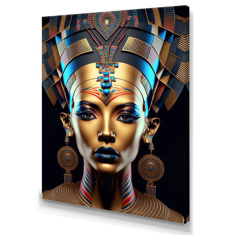 Designart "Egyptian Goddess Nefertiti III" Egyptian Woman Canvas Wall ...