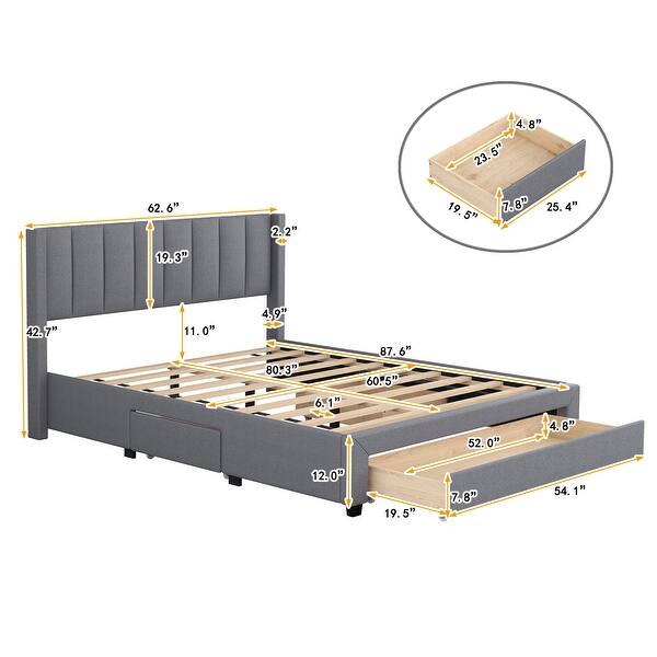 Modern Style Upholstered Platform Bed with 3 Storage Drawers - Bed Bath ...