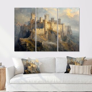 Designart "Grey beige autumn medieval French castle II" Castles Metal ...