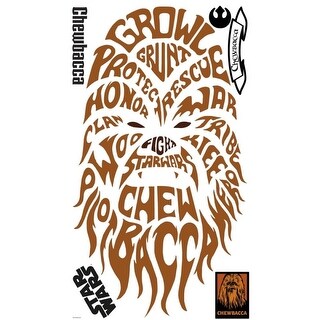 York Wallcoverings RMK2386GM Star Wars Typographic Chewbacca Peel and ...