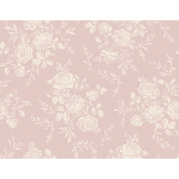 Seabrook Designs Jeannine Muted Rose Bouquet Unpasted Wallpaper - Bed ...