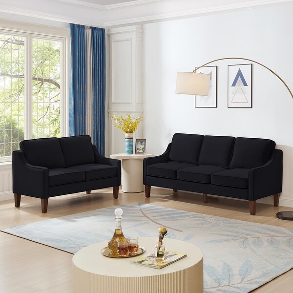 Velvet Upholstered Loveseat Sofa Modern Small 2 Seater Couch with Wooden Legs for Living Room Bedroom Office Bed Bath Beyond 41628905