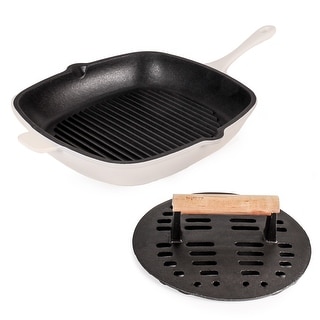 BergHOFF Neo 2pc Cast Iron 11" Grill Pan with Slotted Steak Press ...