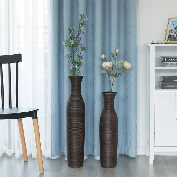 Tall Decorative Modern Ribbed Trumpet Design Brown Floor Vase ...