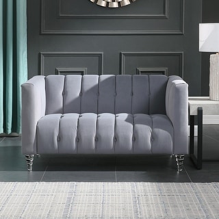 Premium Chesterfield Channel Sofa with Crystal-like Acrylic Legs - Bed ...