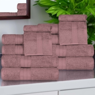 Superior Atlas Cotton Plush Absorbent Heavyweight 12 Piece Towel Set ...