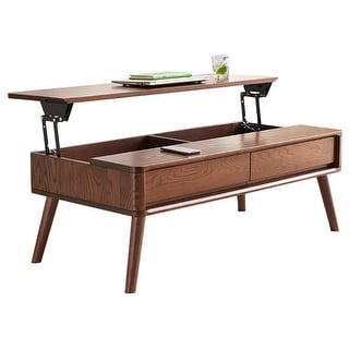 Elevating Center Table,Solid Oak Wood Top Plate Desk, Storage Shelf ...