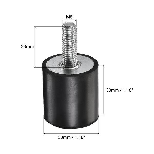 M8 Rubber Mounts, 2pcs Male Thread Shock Absorber, D30mmxH30mm - Black ...