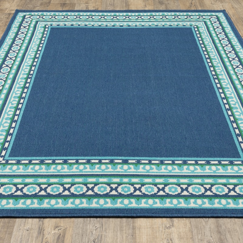 Style Haven Martinque Green Bordered Navy Indoor/ Outdoor Area Rug ...