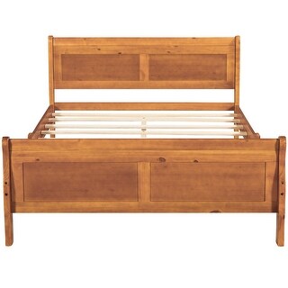 Full Wood Platform Sleigh Bed Frame with Headboard for Guest Living ...