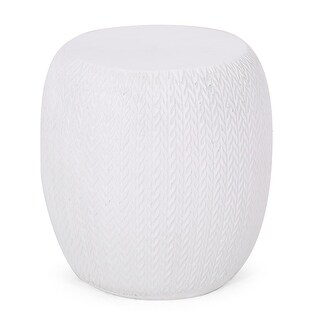 Anvil Lightweight Concrete Outdoor Side Table, Antique White - Bed Bath ...