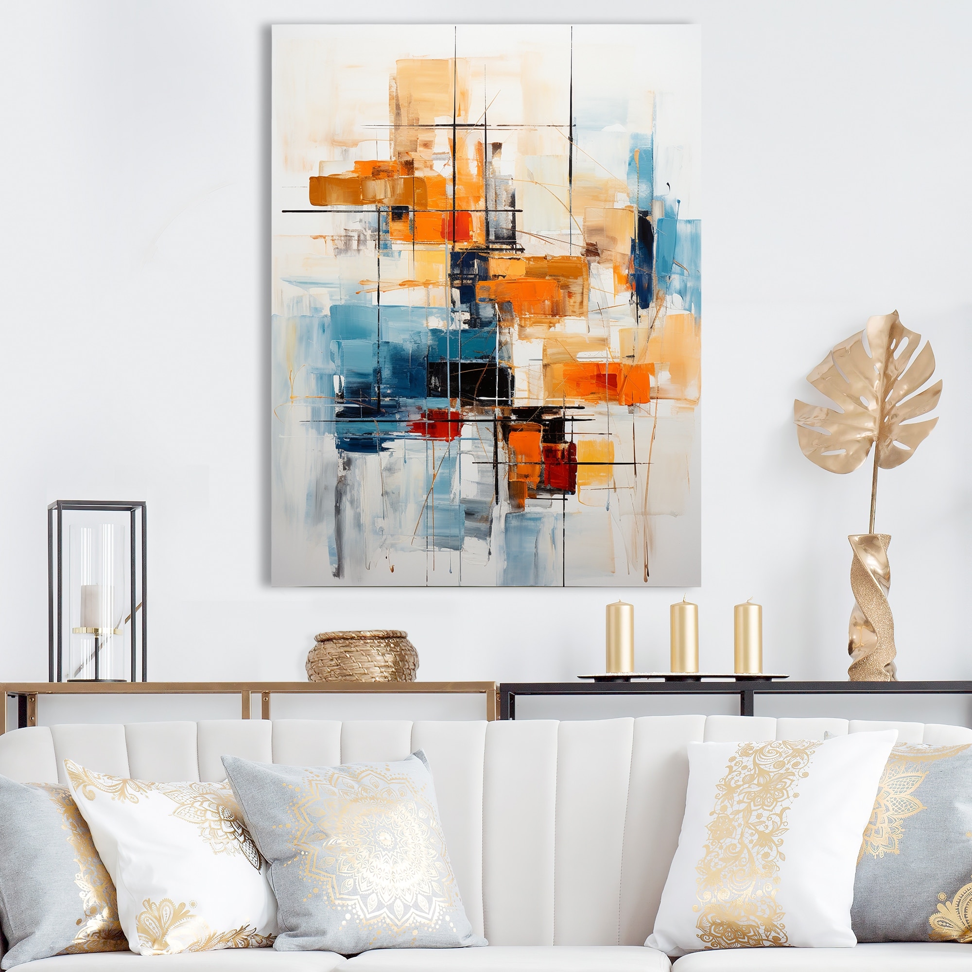 Designart "Colorful Mid Century Abstract Elegance II" Mid-century ...