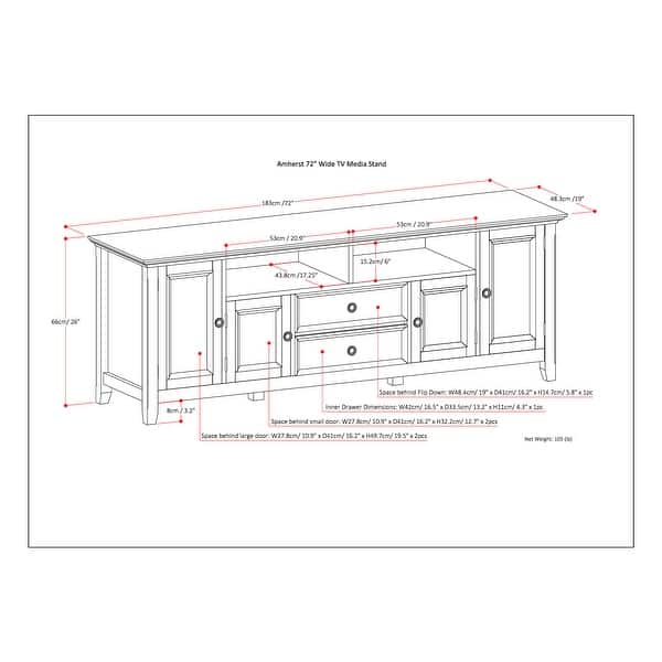WYNDENHALL Halifax SOLID WOOD 72 inch Wide Transitional TV Media Stand ...