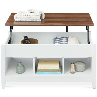 Multifunctional Lift Top Coffee Table w/ Hidden Storage, 3 Cubbies ...