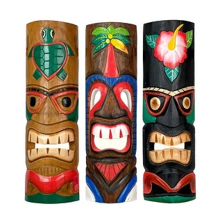 Zeckos Carved Wood Island Tiki Wall Decor Masks 20 Inches (Set Of 3 ...