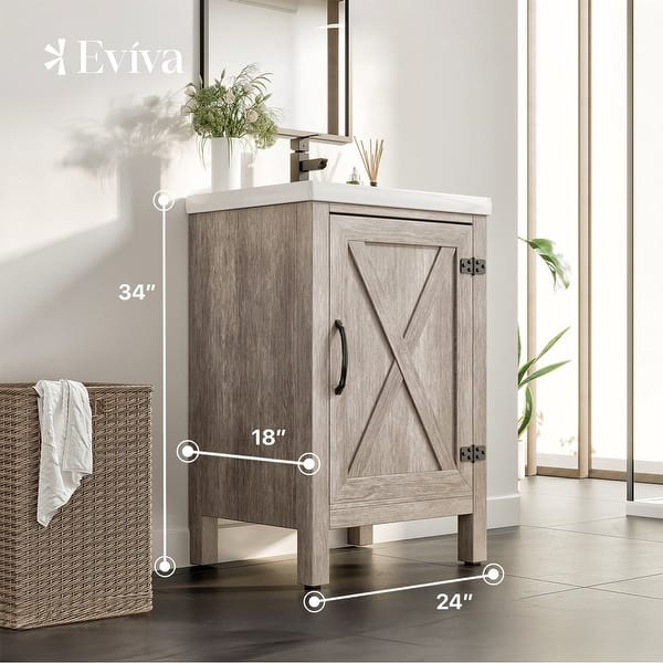 EVIVA Shire 24 Inch Ash Grey Farmhouse Style Bathroom Vanity - Bed Bath ...