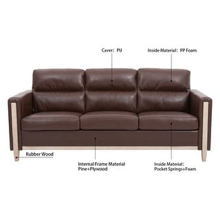 Solid Wood Frame Sofa with Deep Upholstered, Retro 3-seat Living Room ...