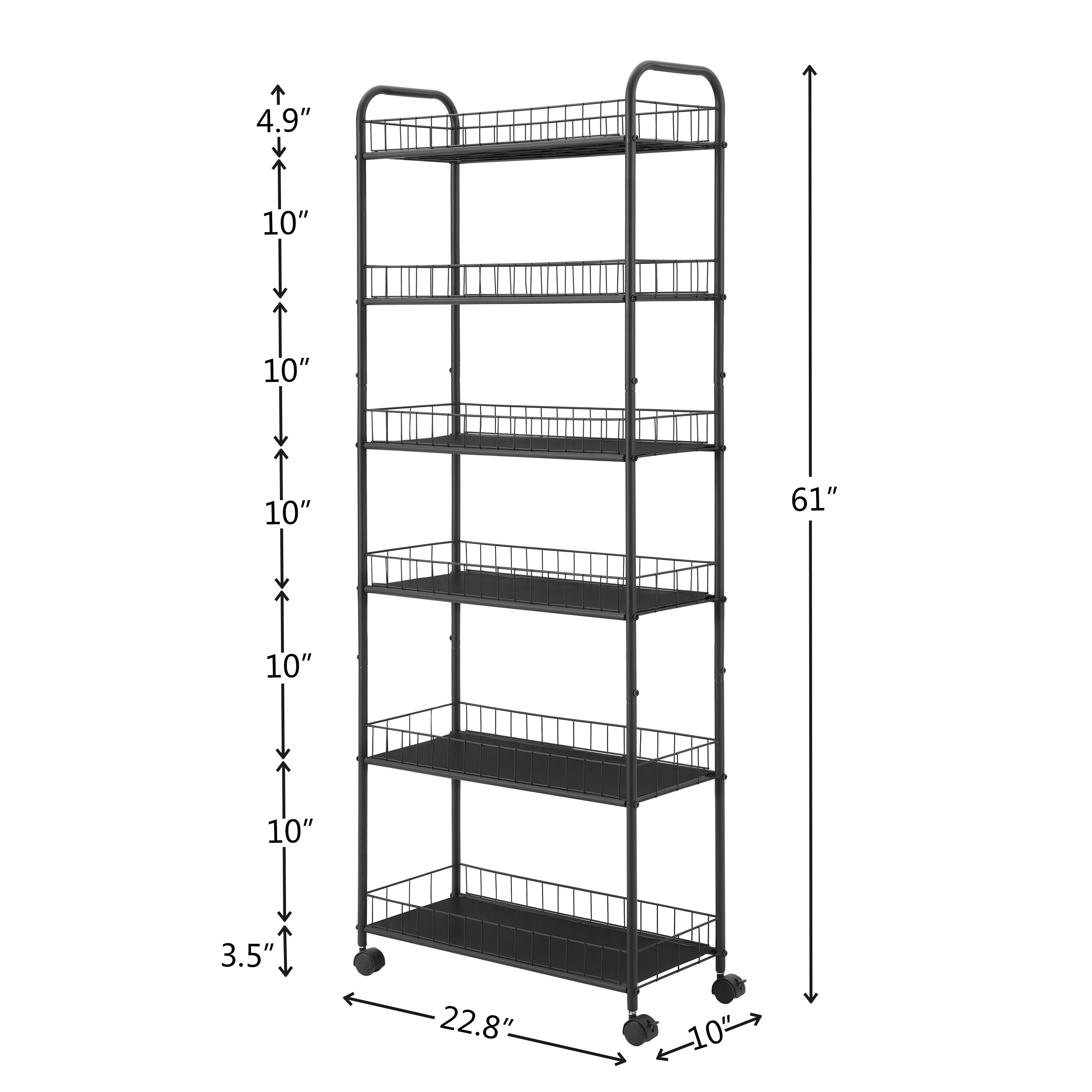 6 Tier Slim Rolling Storage Cart Mobile Shelving Unit with Wheels Metal Wire Storage Shelving Rack with Baskets Bed Bath Beyond 39741677