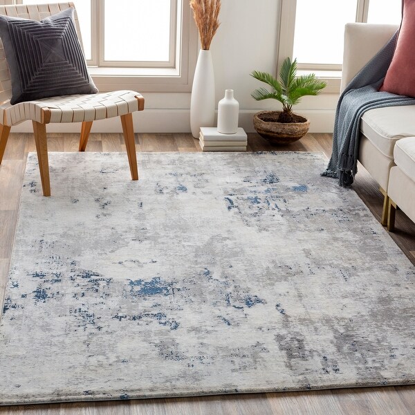 Cheyenne Abstract Grey and White Viscose Blend Area Rug - On Sale - Bed ...