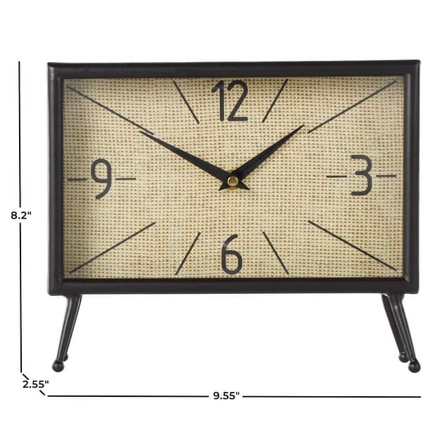 Black Metal Rectangular Decorative Clock with Tea Stained Clock Face ...