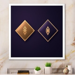 Designart "Retro Diamond Geometry in Purple And Gold" Modern Geometric ...