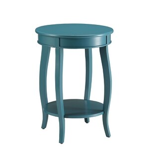 Round Side Table, 2-Tier Blue Side Table Coffee Table for Living Room ...