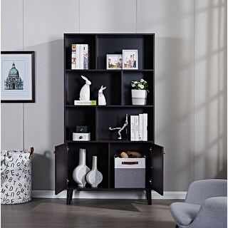 67 in. Bookcase Sideboard, 3-Tier BookShelf W/ Storage Cabinet & Door ...
