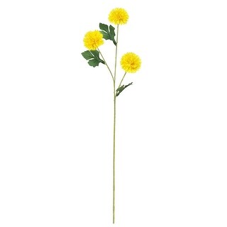 Set of 6 Yellow Artificial Pom Pom Mum Flower Stem Spray 26in - 26" L x ...
