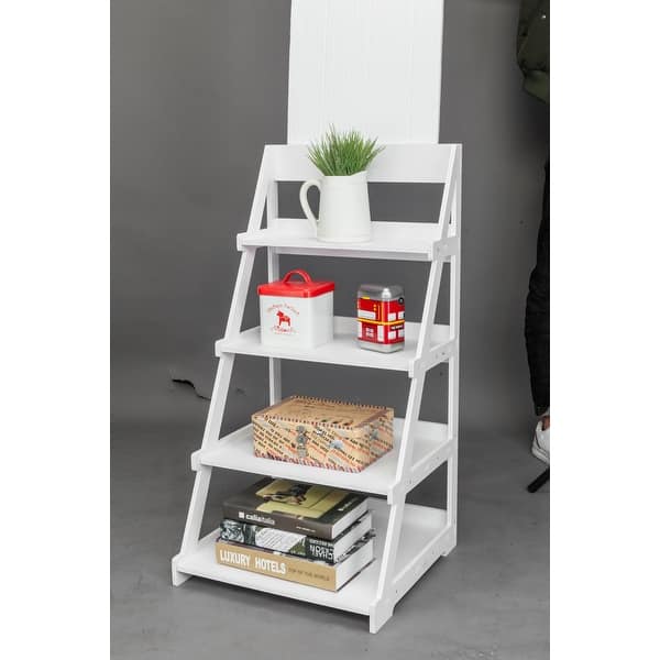 4-Tier Wood Plastic Trapezoidal Storage Rack Waterproof Plant Stand ...