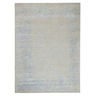 Shahbanu Rugs Hand Loomed Gray Jacquard Modern Pure Wool And Plant ...